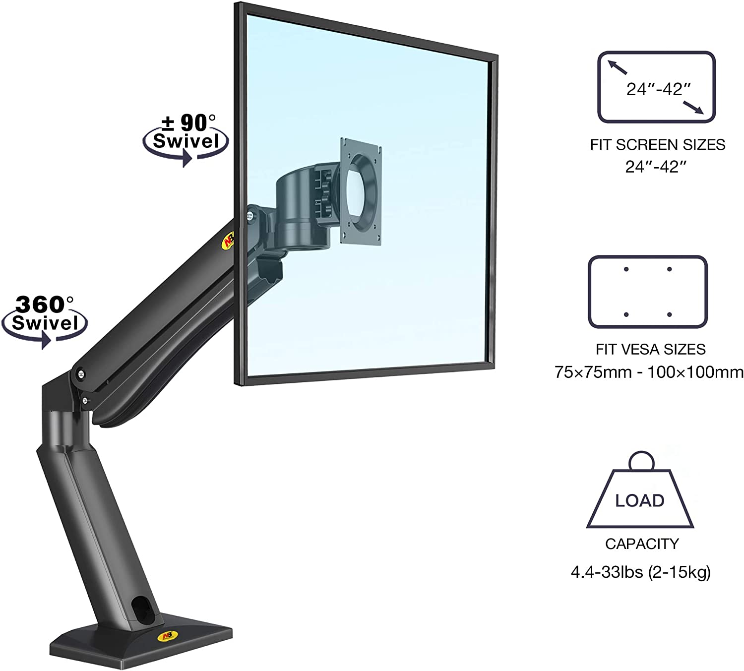 Monitor Desk Mount for 24"-42" screens(NB45) - North Bayou